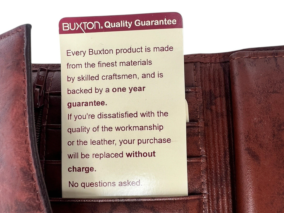 Vintage Buxton SR39316 Leather Wallet Brown Long Top Grain Cowhide ...