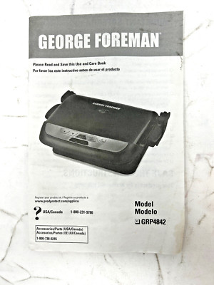George Foreman Grill Instruction Manual Model GRP4842 Famous Boxer Cook ...