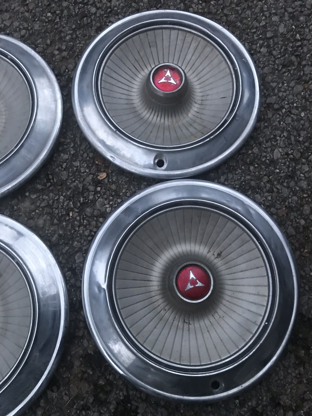 Vintage Set of 4 1960s 1970s Dodge Hub Caps Wheel Covers Red Center Cap ...