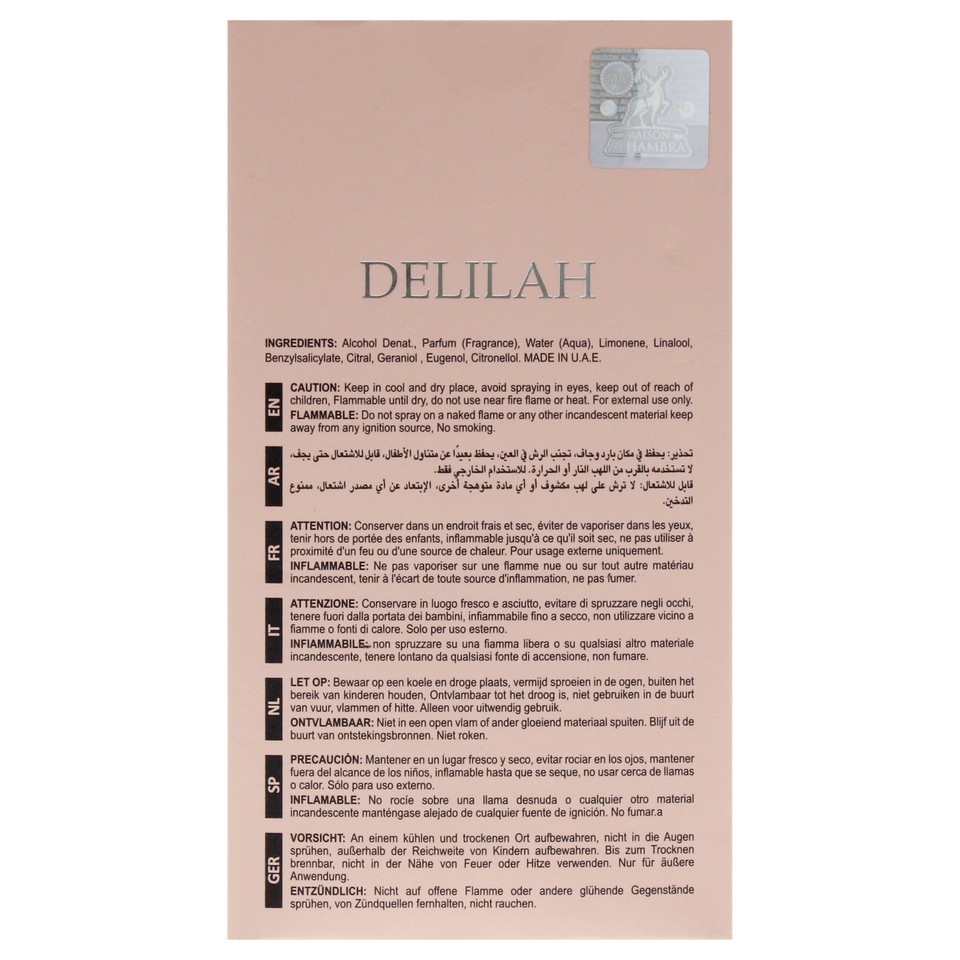 Delilah by Maison Alhambra for Women - 3.4 oz EDP Spray 6291107459196 ...