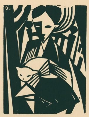 Woman with Cat Art Print – Otto Lange – 1916 German Expressionist ...