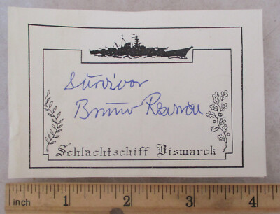 WW2 GERMAN NAVY BATTLESHIP BISMARCK SURVIVOR Bruno Rzonca 1990s Signed ...