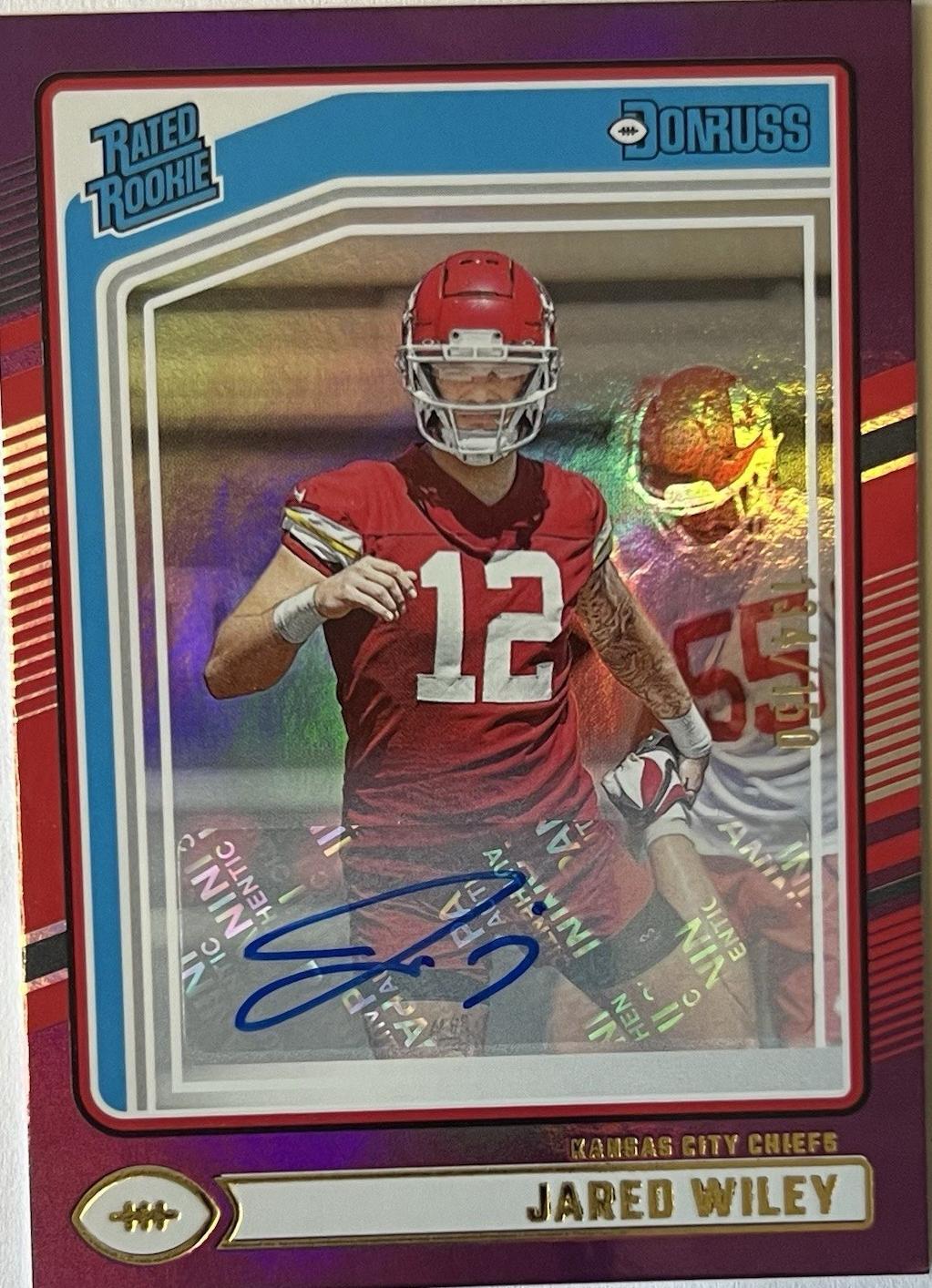 2024 Panini Donruss - Rated Rookie Jared Wiley #387 Purple Autographs ...