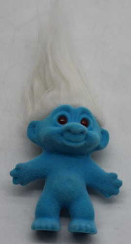 Troll Doll DAM Limited Edition Dark Horse WHITE Hair LIGHT BLUE FLOCKD ...
