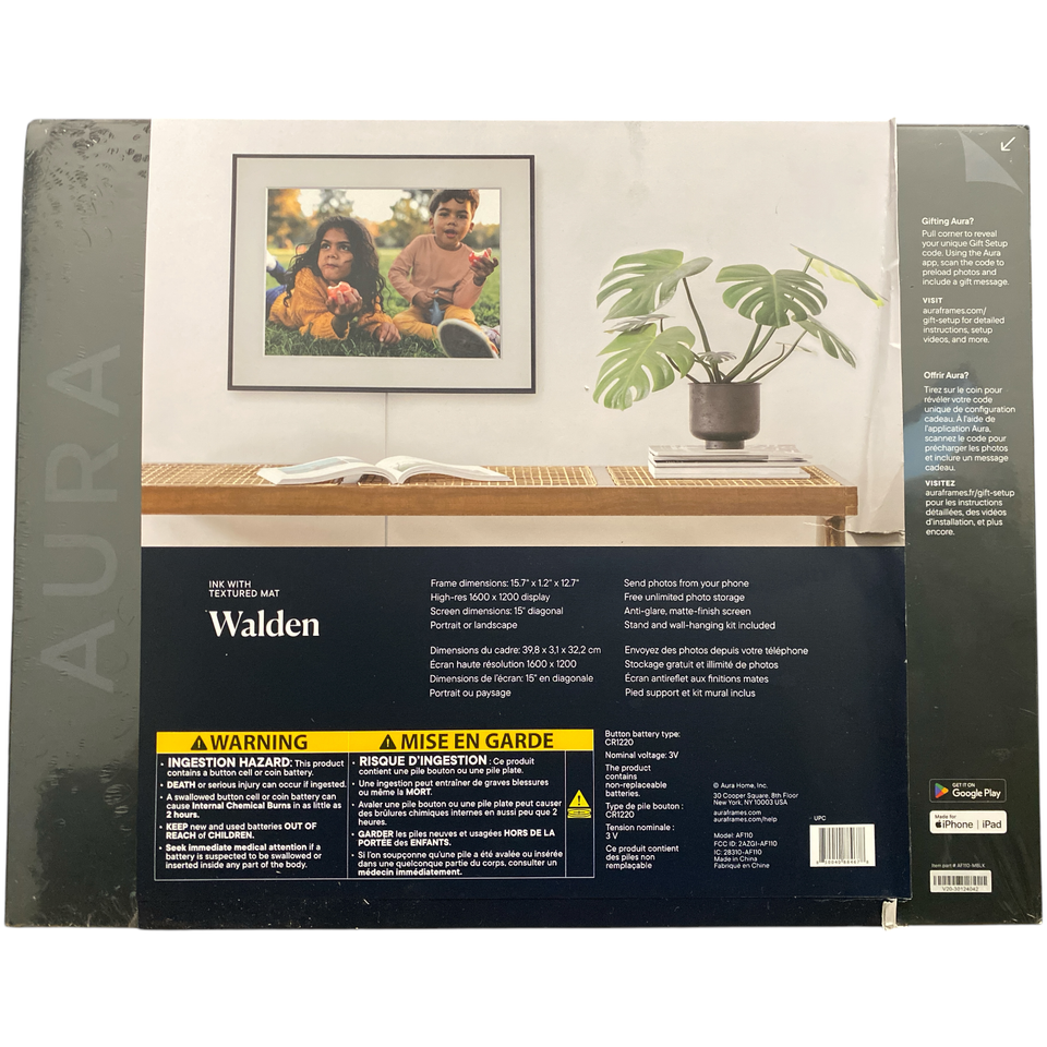*Damaged Packaging* Aura Home 15" Walden Digital Photo Frame, AF110, Ink | eBay