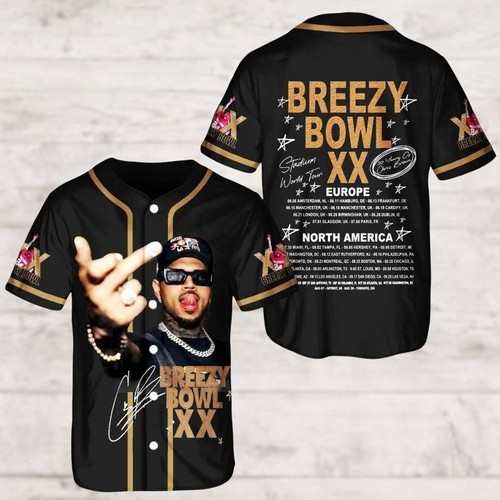 Chris Brown Tour Jersey, Breezy Bowl Baseball Jersey, Breezy Bowl XX 2025 | eBay