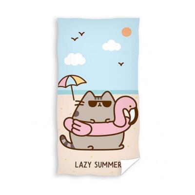 Pusheen Beach Towel Kids Bath Pool Time Lazy Summer Cat Large Velour ...