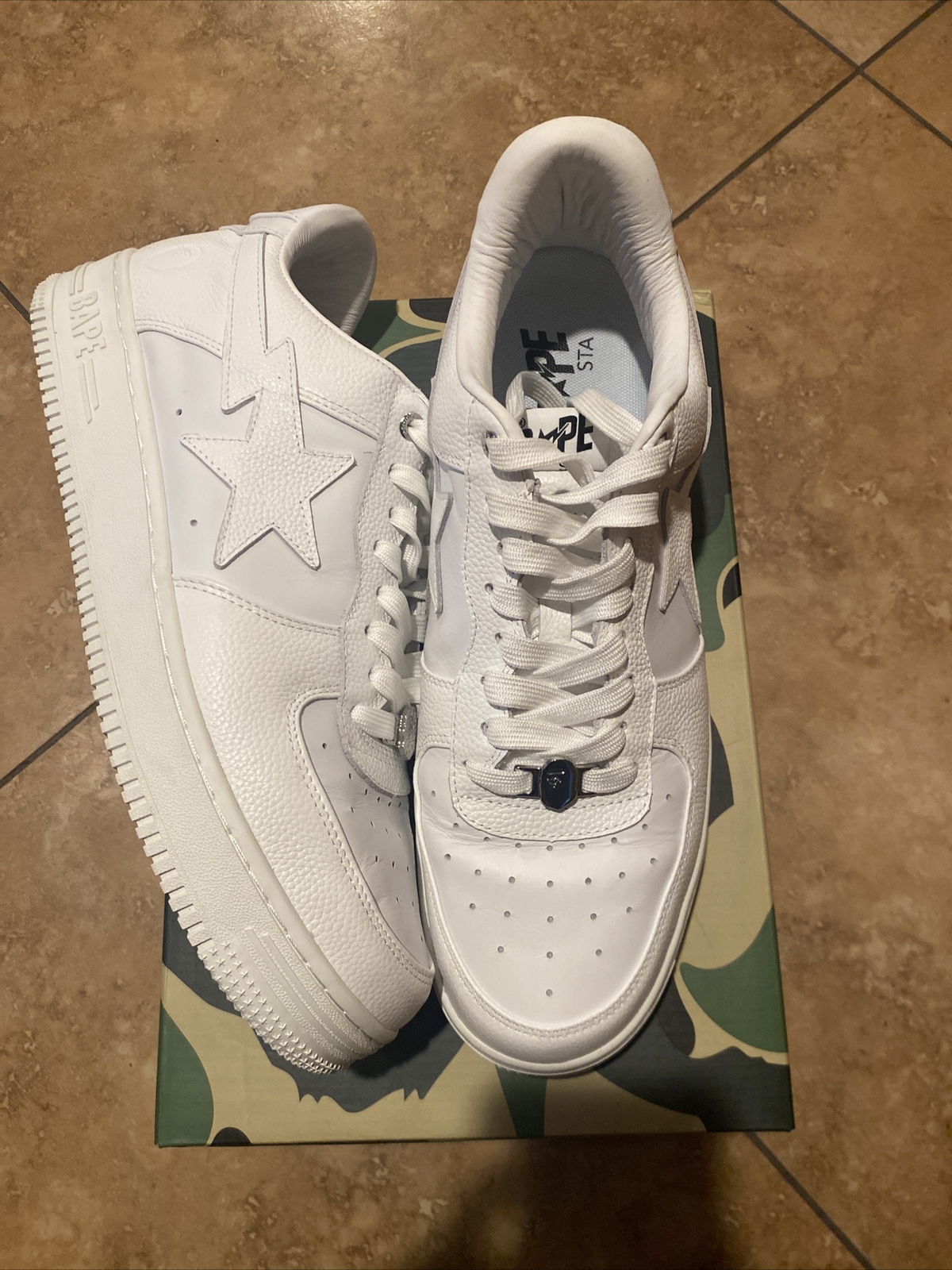 Triple White Bapesta Size 13-PREOWNED WITH BOX - Gem