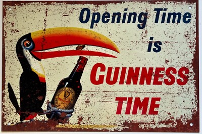 Metal Vintage Style Wall Sign - Guinness Time, Toucan, 10.5 x 7 inch ...