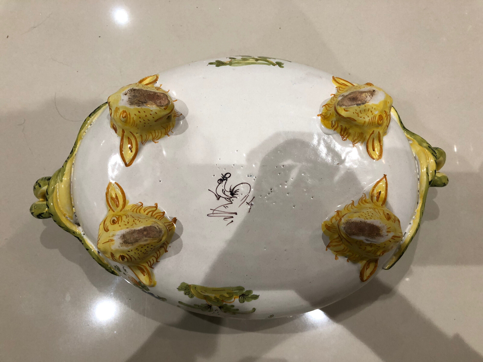 Cantagalli Majolica Antique Italian Centrepiece Jardinere Rooster ...