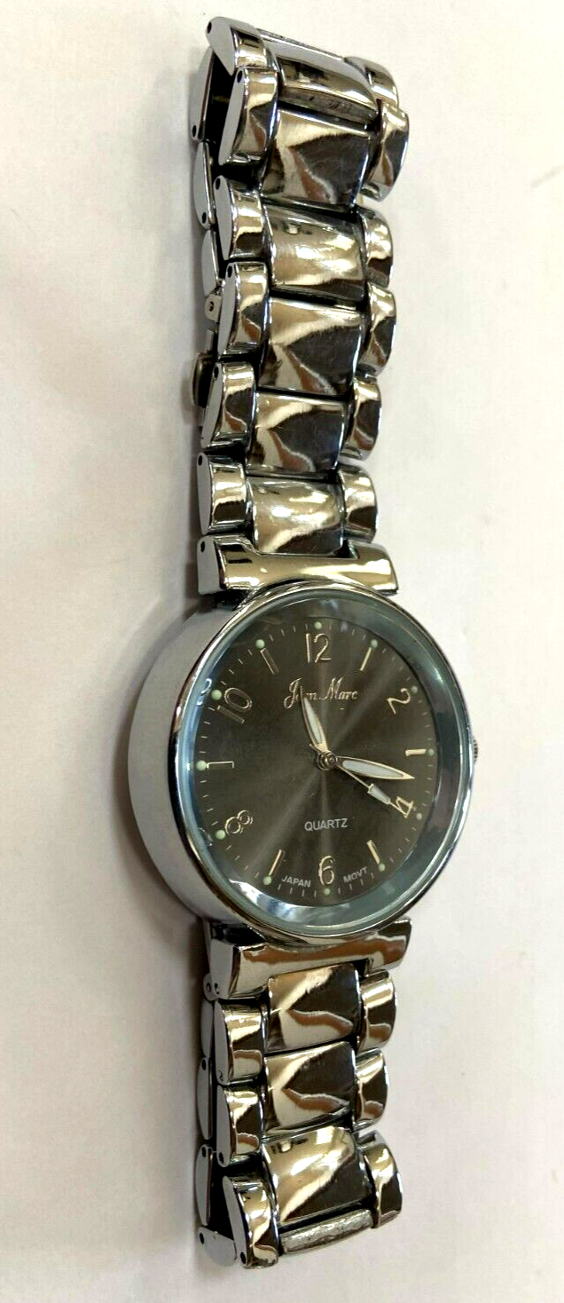 Jean Marc Watch Mens Silver Tone Charcoal Dial Link Band 38mm New ...