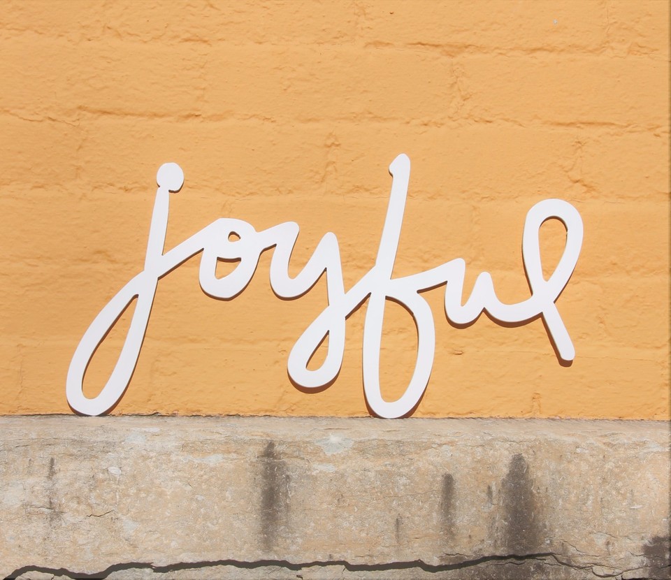 Joyful Metal Home Decor, Word Wall Art, Contemporary Joyful Word Sign ...