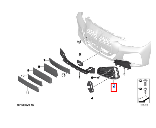 BMW 4 Coup G22 Pare-chocs avant gauche Grille 8077065 51118077065 ...
