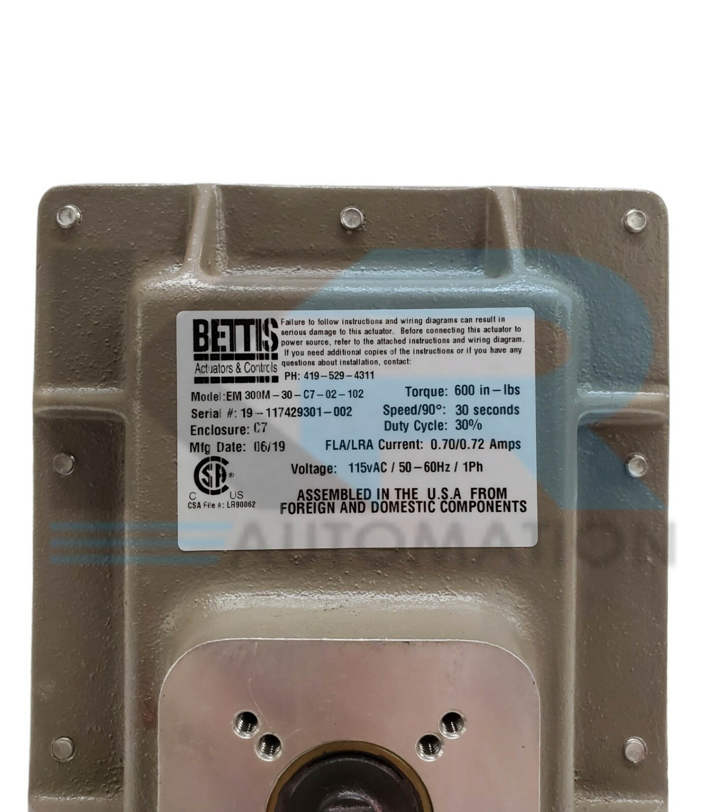 NEW Bettis EM 300M-30-C7-02-102 EM300 Valve Actuator 115VAC 50/60Hz 1Ph ...