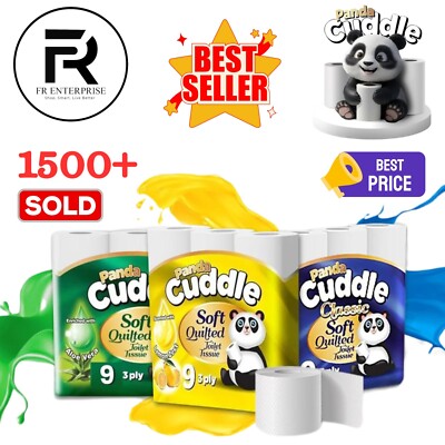 Panda Cuddle 3-Ply Quilted Embossed Toilet Tissue Rolls Ultra Soft ...