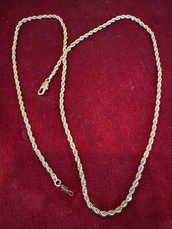 24k GB Gold Bonded Rope Chain Necklace 20” Long | eBay