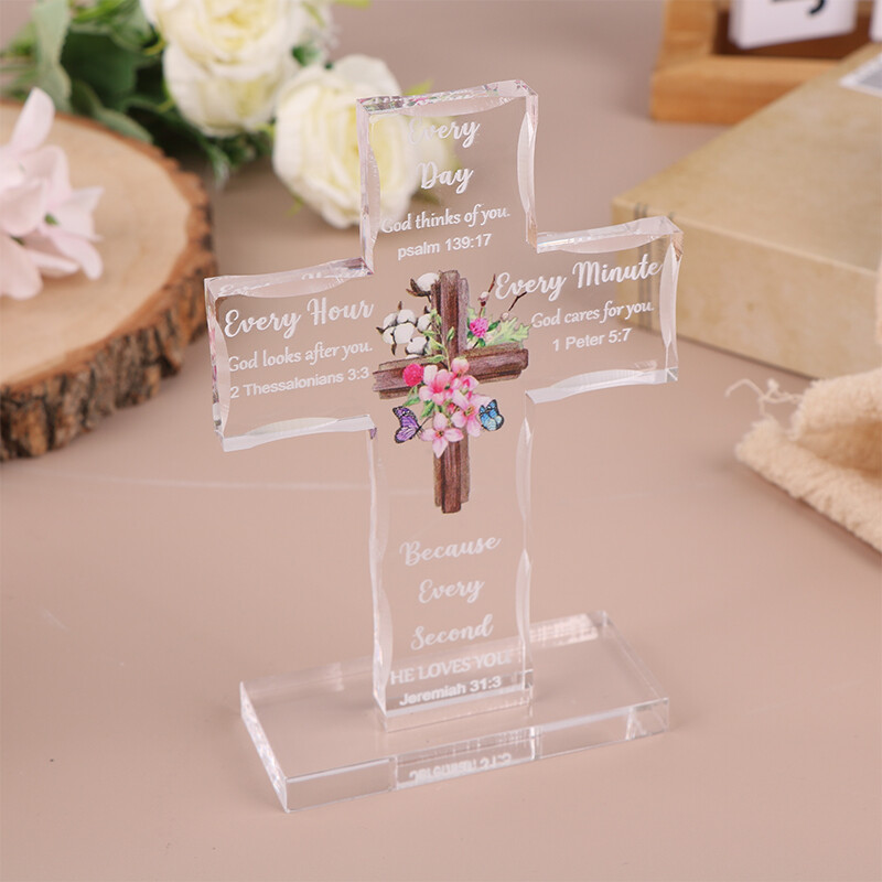 Acrylic Christian Standing Cross Inspirational Gifts With Bible ...