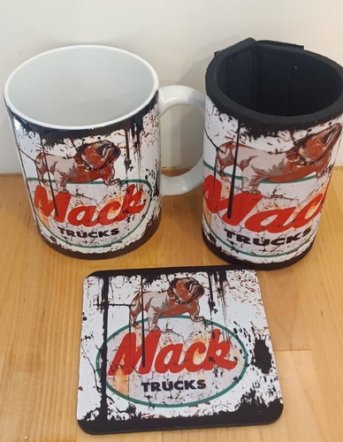 Mack Truck Oil Design Coffee Mug Stubby Holders And Coaster Set Of 3 ...