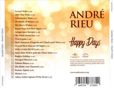 ANDRÉ RIEU / JOHANN STRAUSS ORCHESTRA HAPPY DAYS NEW CD 7444754878899| eBay