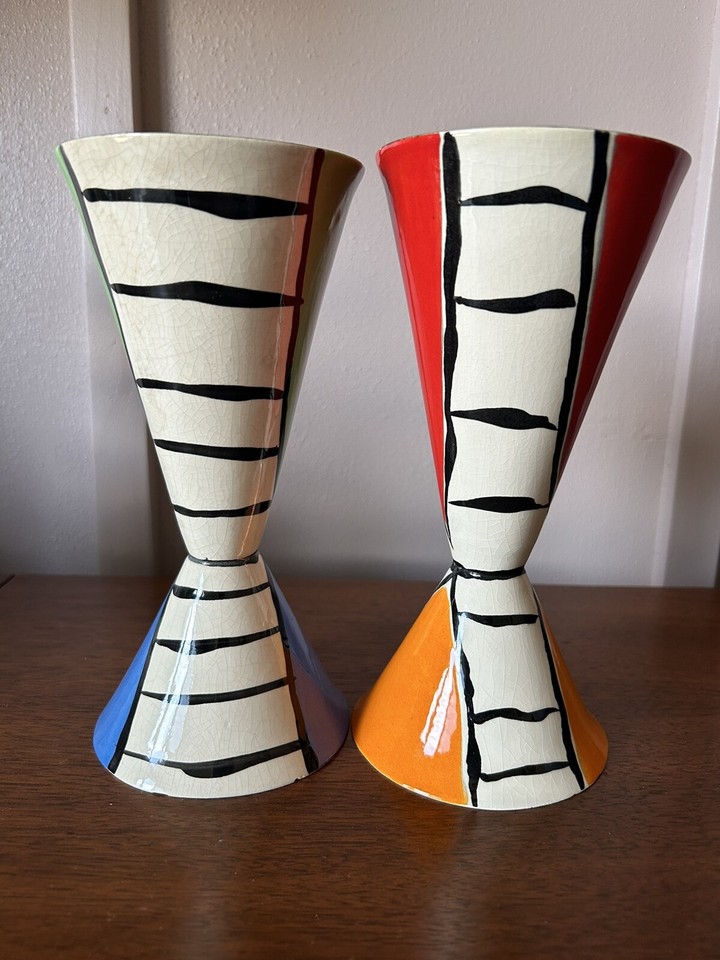 2 Marilee Hall Ceramic Pottery Whimsical Modern Goblets Folk Art TN Art ...