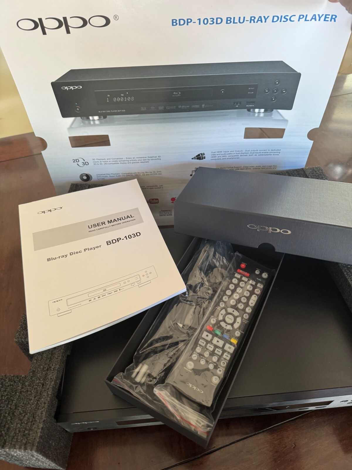 OPEN BOX! COMPLETE! OPPO BDP-103D (Darbee Ed.) 3D Blu-Ray 4K Upscale ...