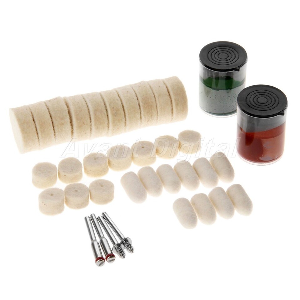 36Pcs 1/8" Soft Felt Polishing Kits Rotary Compound Set Buffing Burr ...