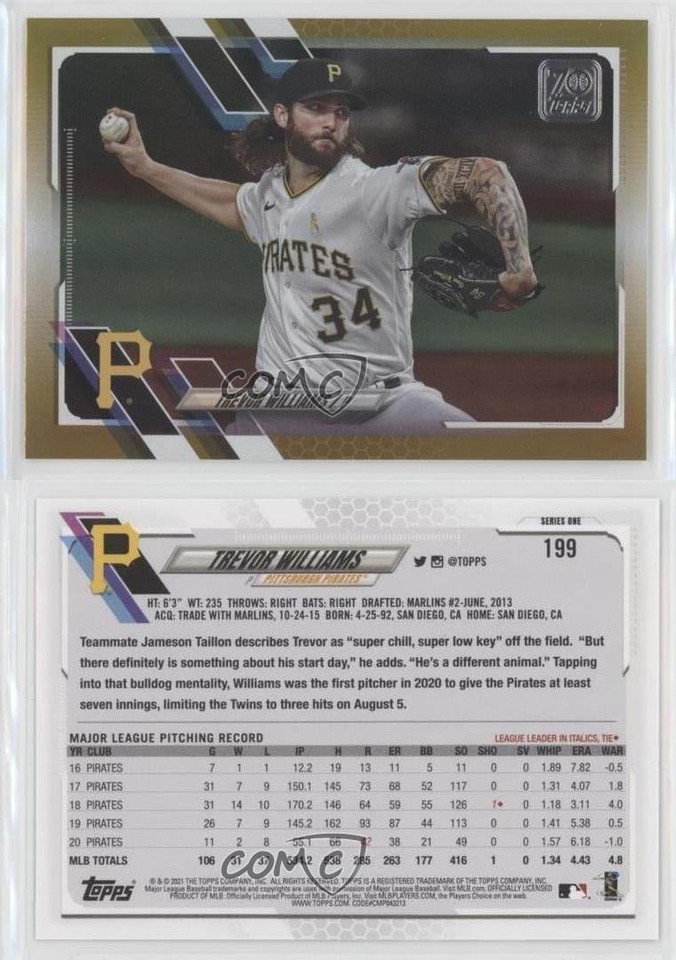 2021 Topps Gold Foil Trevor Williams #199 2a9 | eBay