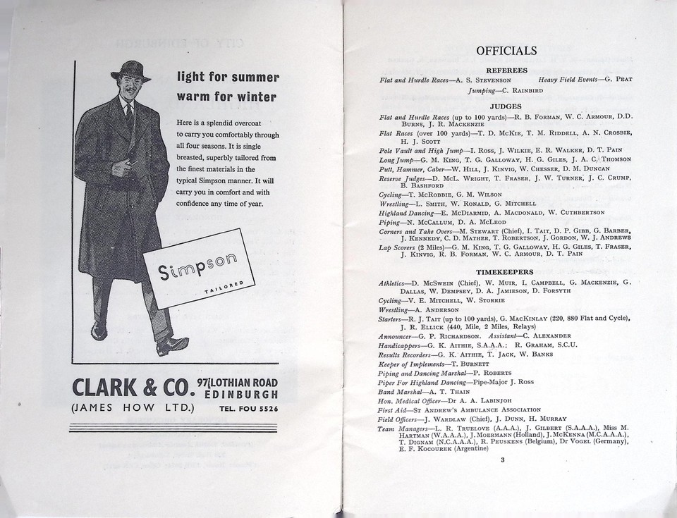 1953 City Of Edinburgh Highland Games Official Programme Murrayfield | eBay