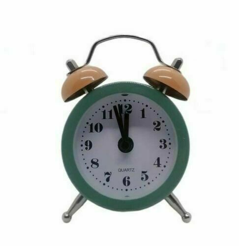 Classic Double Bell Mini Alarm Clock Quartz Movement Bedside Night ...