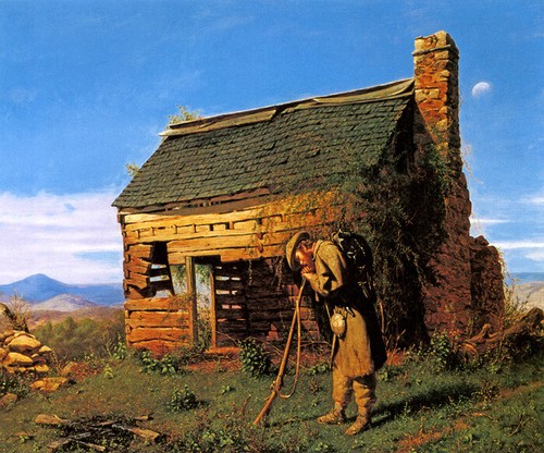 LOST CAUSE 1869 CONFEDERATE SOLDIER HOME CIVIL WAR PAINTING BY MOSLER ...