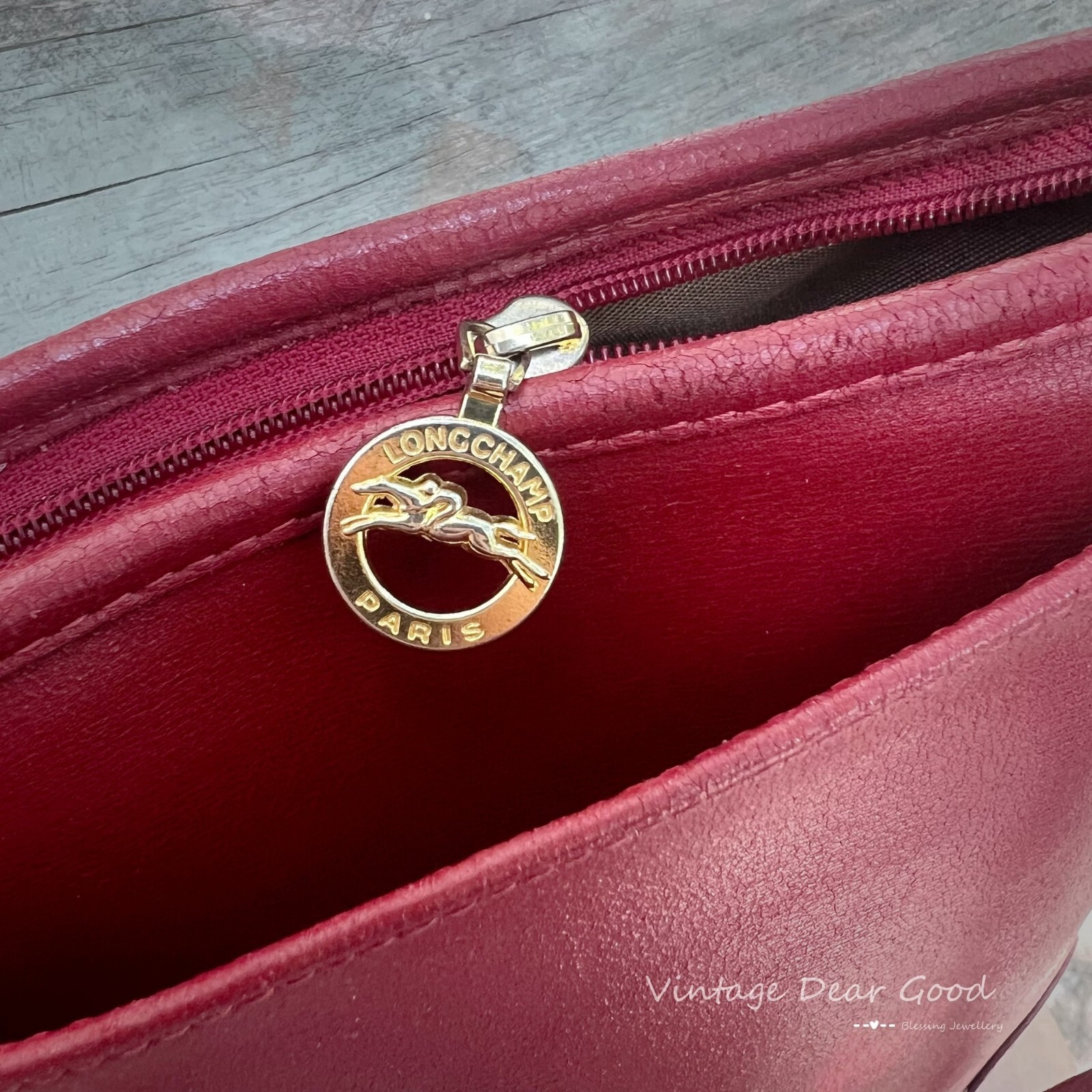 1980s Vintage Longchamp France Red Leather Handbag Sh… - Gem