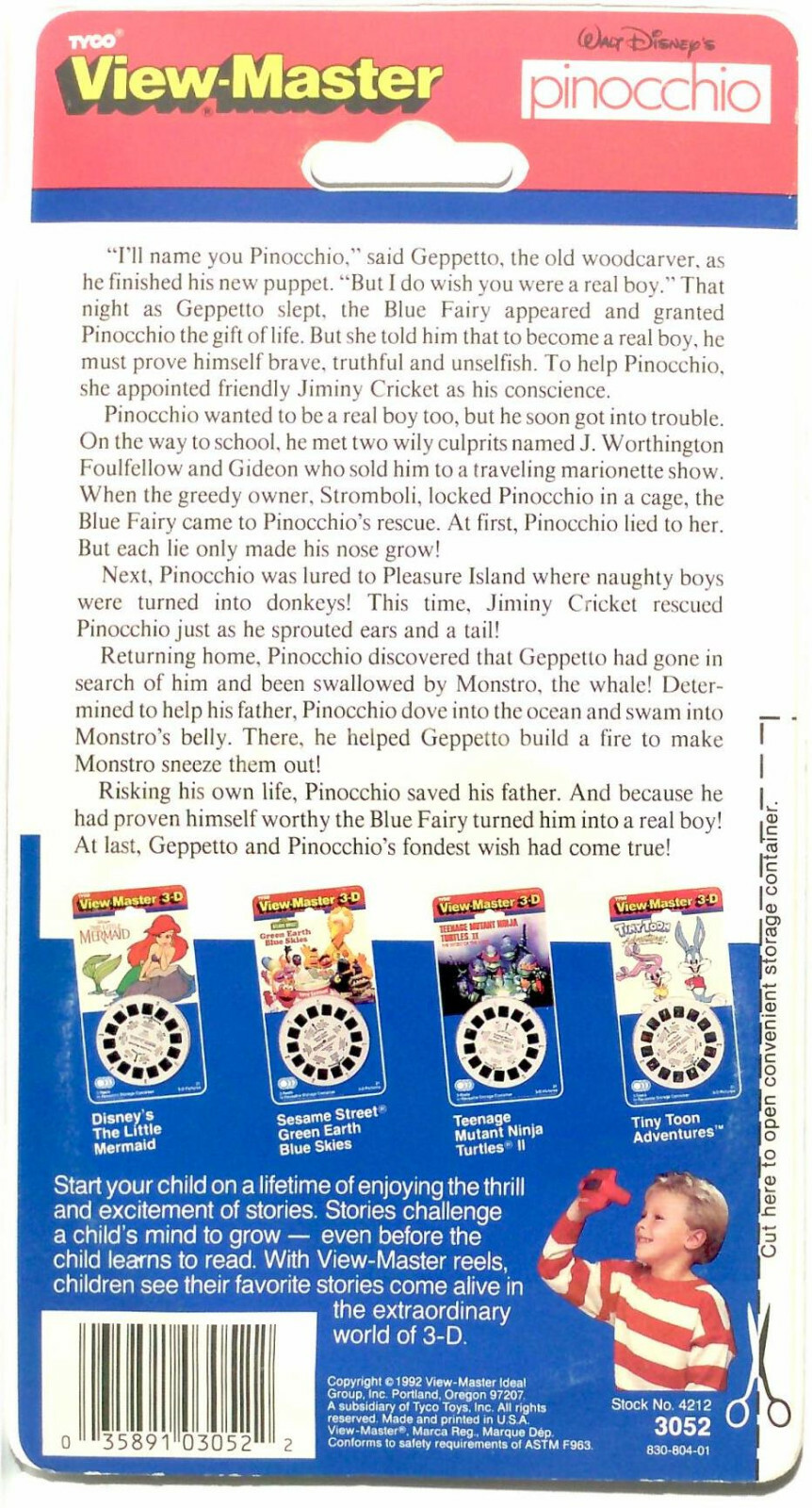 Vintage 1992 TYCO View-master 3d Pinocchio Walt Disney 3 Reels for sale ...