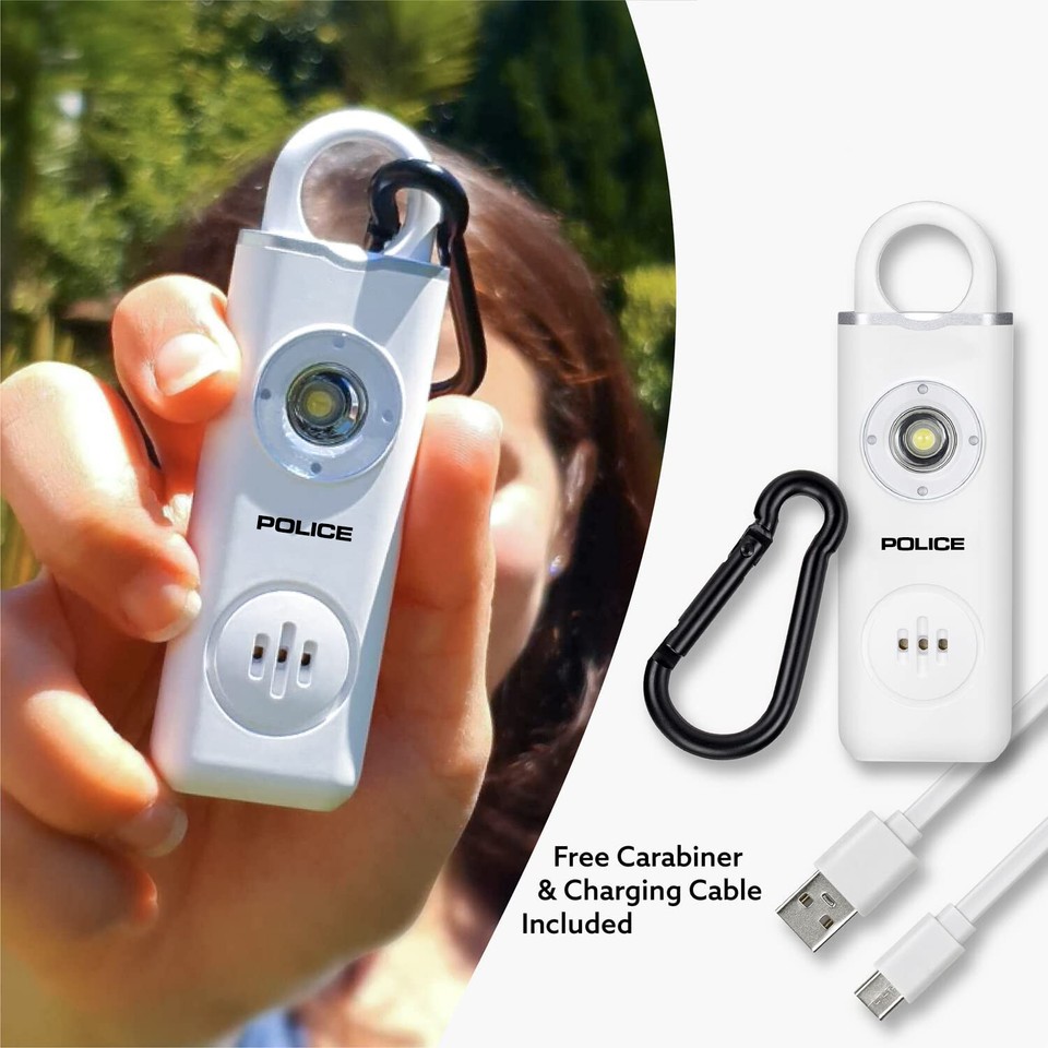 POLICE Personal Alarm Keychain Rechargeable 130dB Safety Pocket Alarm ...