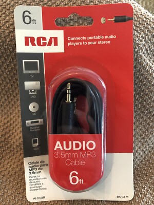 RCA AUDIO 3.5mm MP3 Cable 6 ft, AH208R NEW IN PACKAGE | eBay