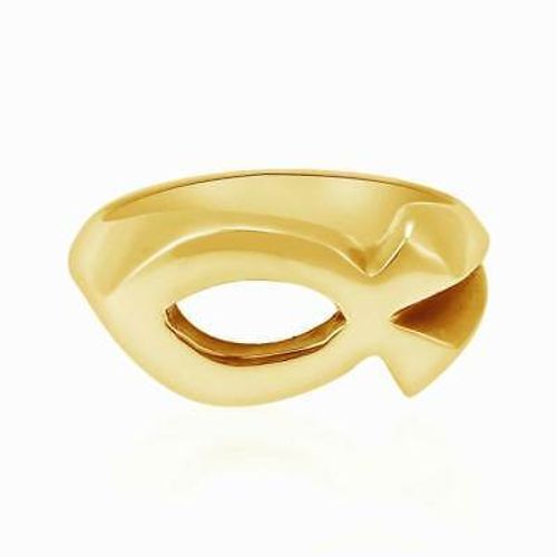 Christian Fish Band Ring 14K Yellow Gold Plated Sterling Silver | eBay