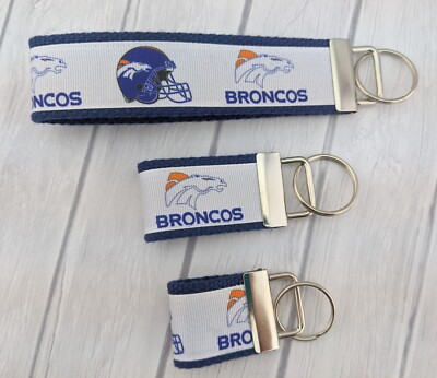 Broncos Key Chain Ribbon Keychains Sport Key Fob Wristlet Stocking ...