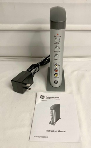 GE Audio Video Switch with Video Converter for 3 Devices w ...
