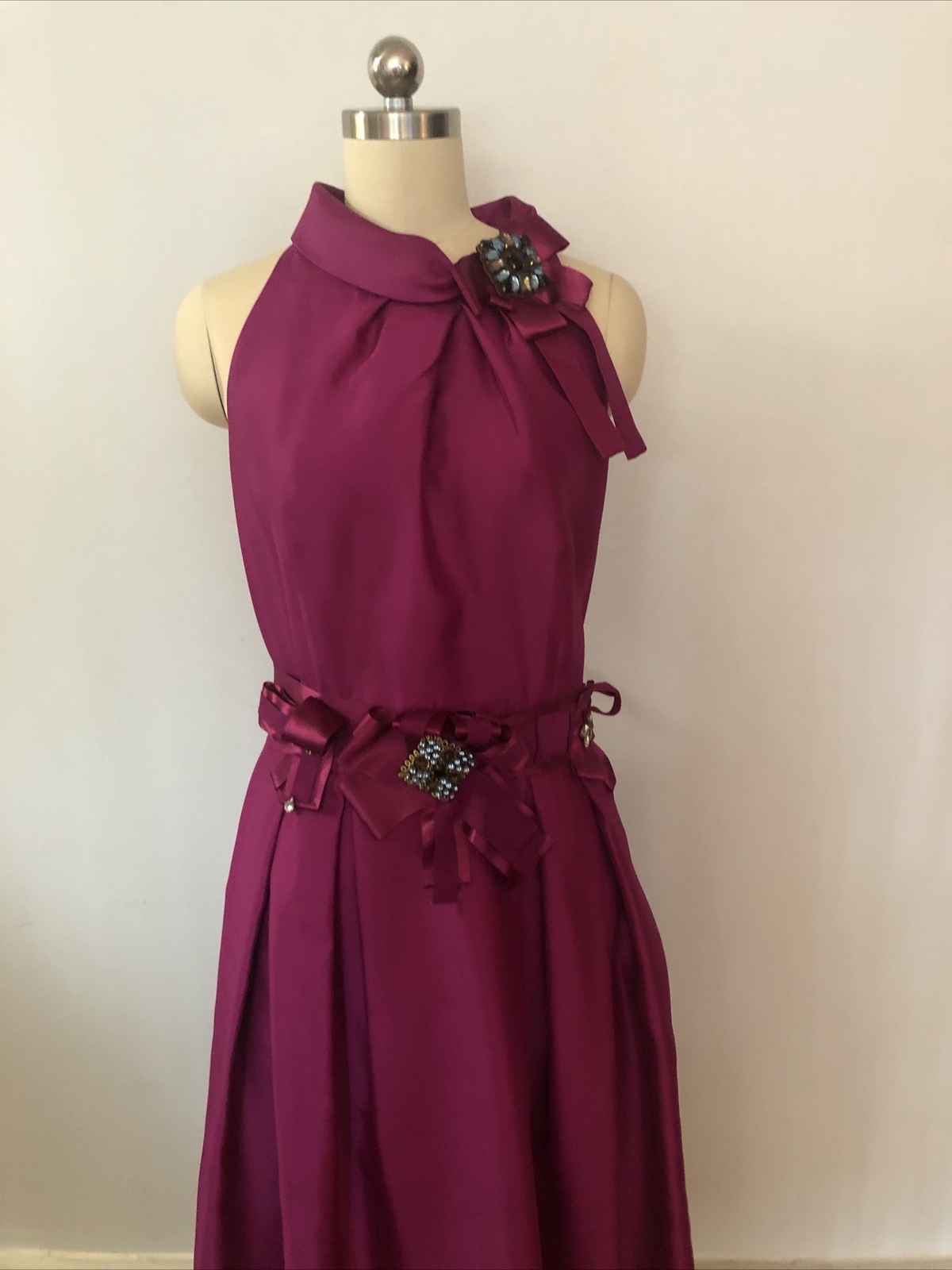 VTG Magaschoni Collection Magenta Silk Shantung Cocktail Dress Size 12 ...