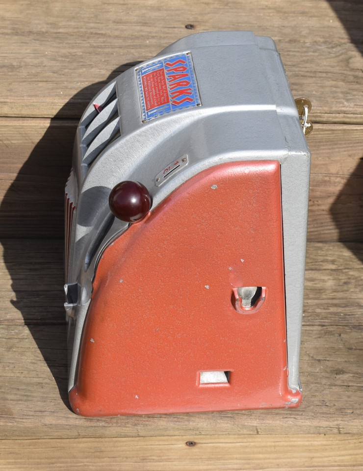 Vintage 1930s Sparks 1 Cent 3 Reel Cigarette Trade Stimulator Slot ...