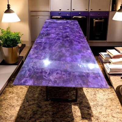 Rectangle Amethyst Dining Table Random Purple Stone Living Room ...