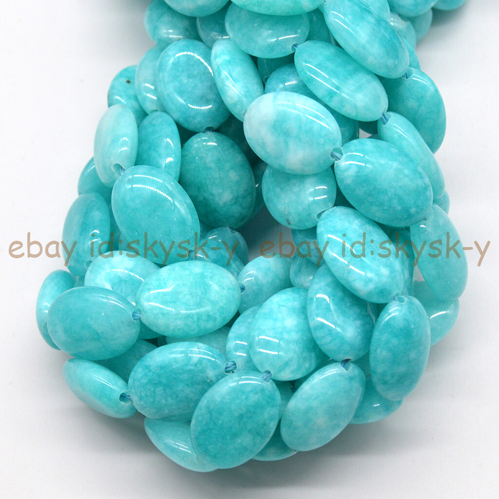 13x18mm Natural Blue Aquamarine Egg-shaped Oval Gemstone Loose Beads 15 ...