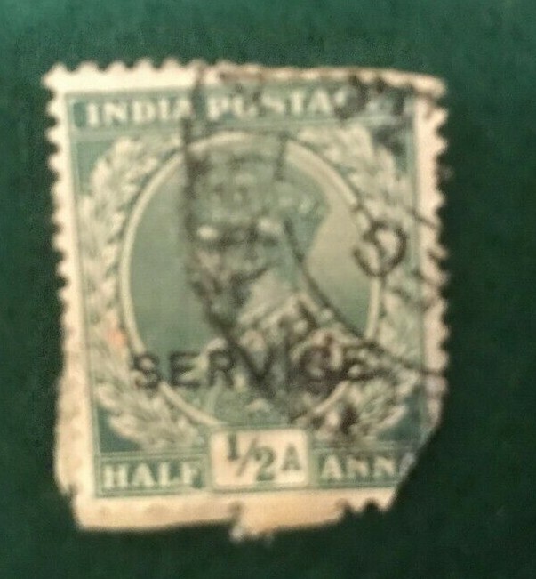 INDIA POSTAGE 1/2 A HALF ANNA GREEN SERVICE USED STAMP | eBay
