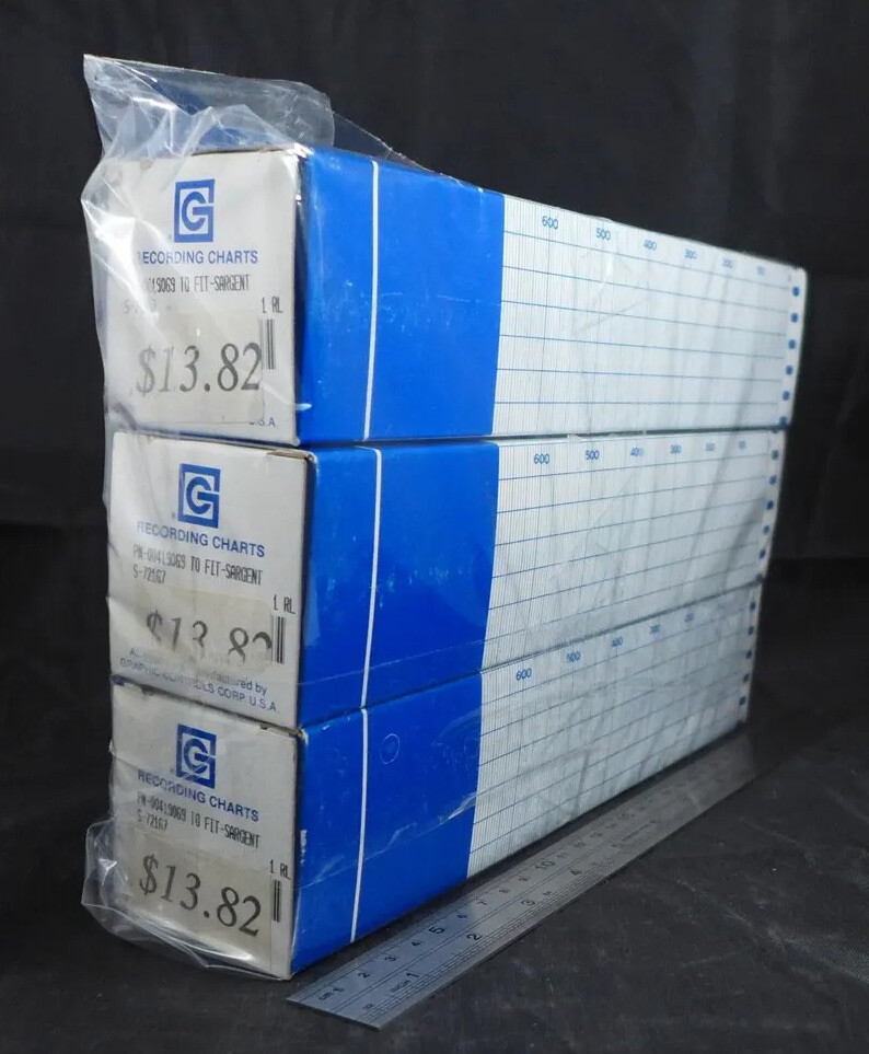 Set of 3 || GRAPHIC CONTROLS chart paper, for Sargent SRL recorder #S ...