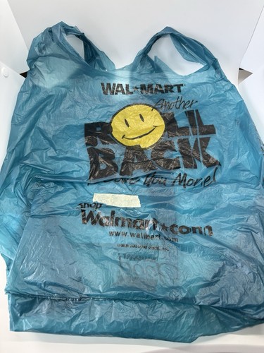 Vintage Walmart Blue Plastic Bag Roll Back Smiley Face 2001 RARE | eBay