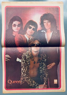1976 UK MUSIC MAGAZINE QUEEN POSTER Freddie Mercury ABBA BAY CITY ...