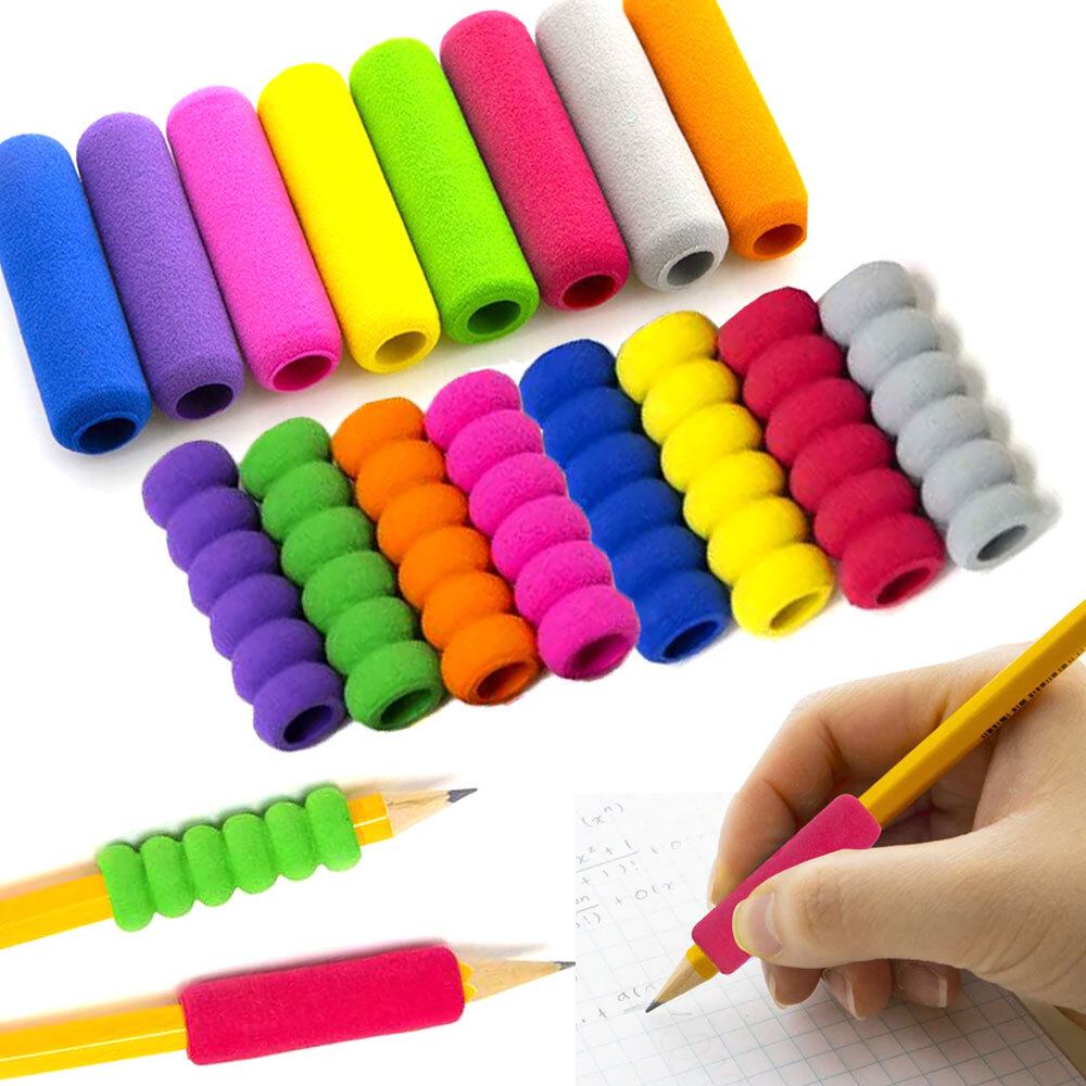 24 Pc Foam Pencil Grips Pen Comfort Cushion Grippers Soft Groove Sponge ...
