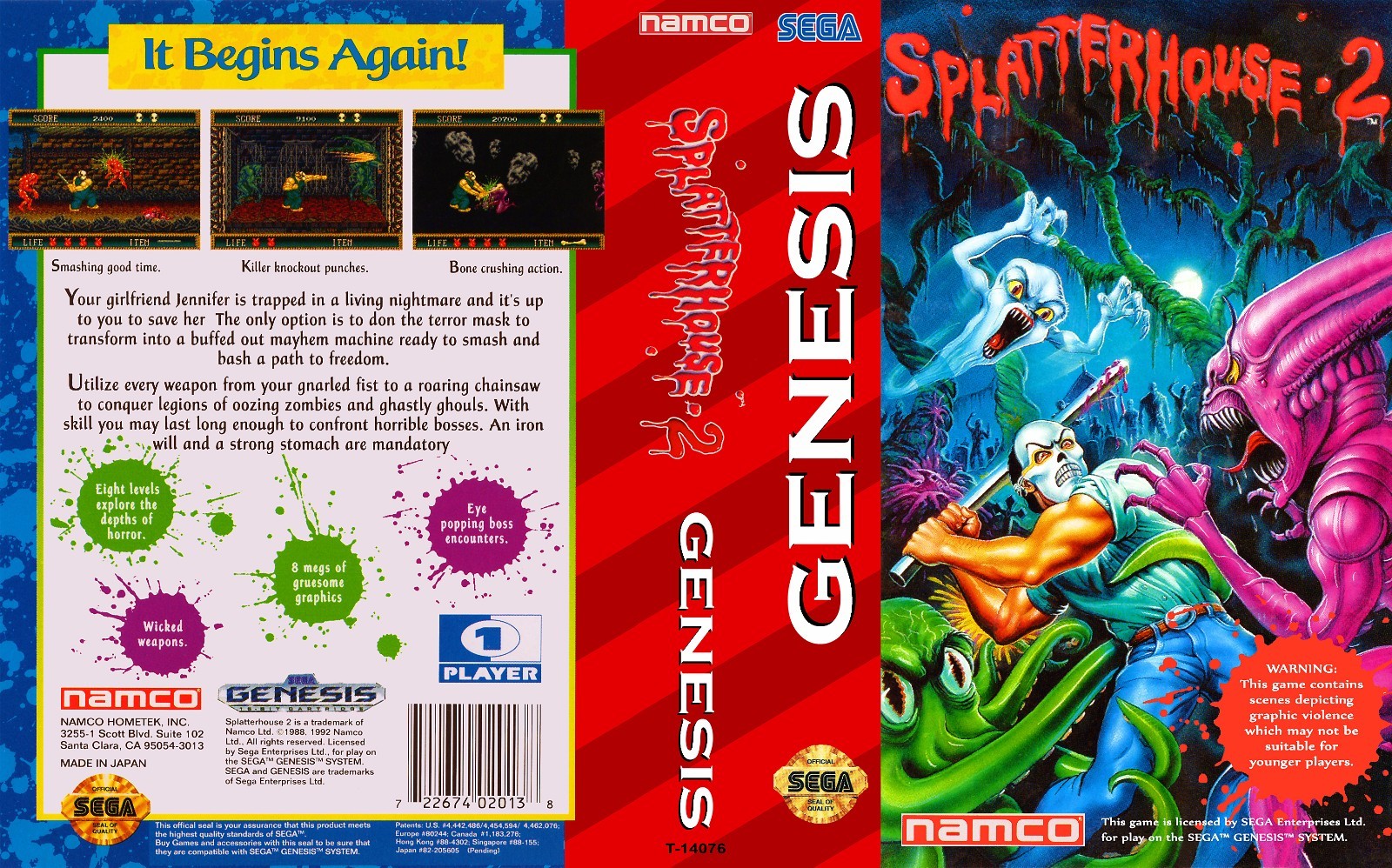 - Splatterhouse 2 Genesis Replacement Box Art Case Insert Cover Only | eBay