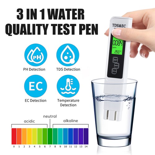 3in1 TDS Meter Digital Water Quality Tester Pen EC PPM Meter for ...