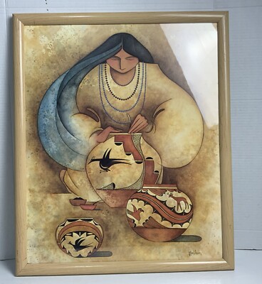 Artist G E Mullan ART PRINT "Zia Pots " Repro Print 19.5” X 23.5” READ ...