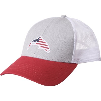 Simms Fishing USA Catch Trout Trucker Hat Cap - Red White & Blue Color ...